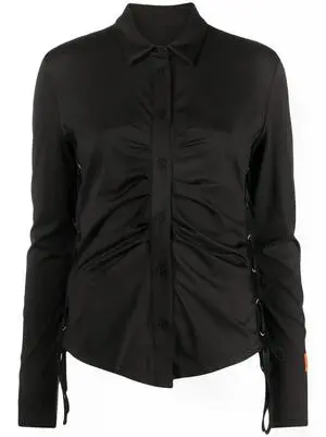 Heron Preston Lace-up Detail Ruched Shirt - Black