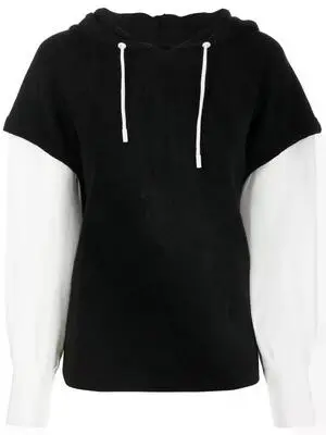 Max & Moi Two-tone Drawstring Hoodie - Black
