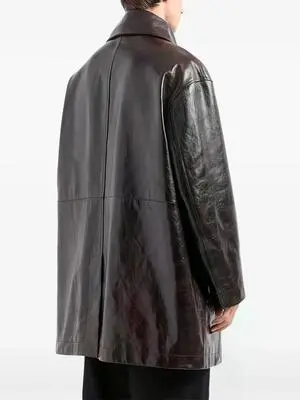 Giorgio Armani Leather Double-breasted Coat