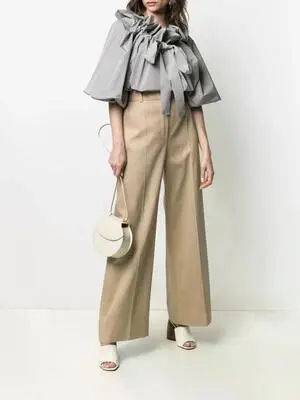 PATOU Camel Brown Cotton Wide-leg Tailored Trousers - Neutrals