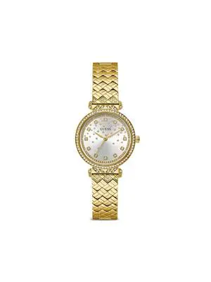 Guess Crystal Embellished Stainless Steel Link Bracelet Watch - Silver