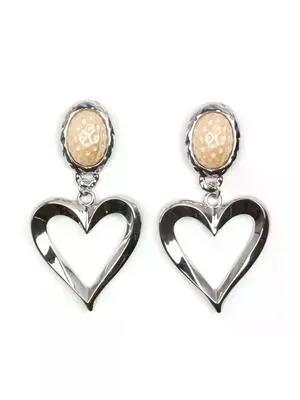 JULIETTA Sally Rider Rhodium-plated Brass Heart Drop Earrings - Silver