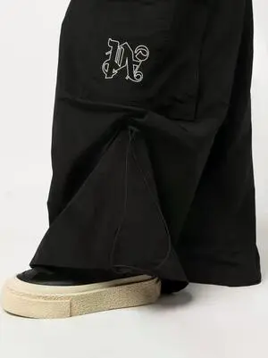 Palm Angels Monogram-embroidered Wide-leg Trousers