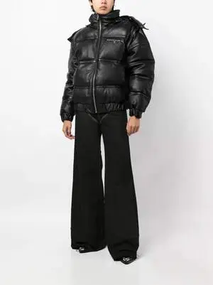 ROMEO HUNTE Pebbled-texture Leather Puffer Jacket