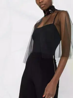 ATU BODY COUTURE Sequin Embellished Sheer Cape Top
