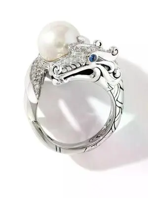 John Hardy Legends Naga Freshwater Pearl And Diamond Pavé Ring