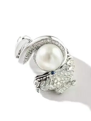 John Hardy Legends Naga Freshwater Pearl And Diamond Pavé Ring