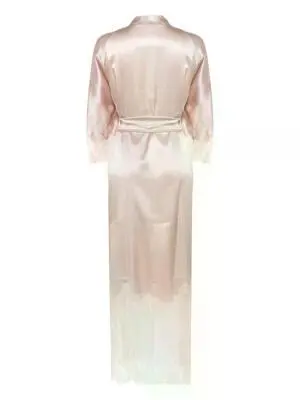 Carine Gilson Lace-trim Silk Long Robe - Pink