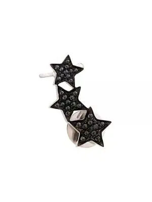 ALINKA Stasia Triple Star Diamond Ear Cuff In 18kt White Gold And Black Diamonds - Metallic