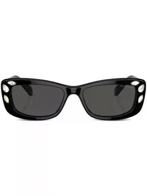 SWAROVSKI Crystal-embellished Rectangle-frame Sunglasses - Black