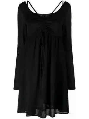 TOUT A COUP Ruched Long-sleeve Minidress - Black