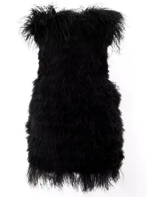Sportmax Faux-feather Strapless Mini Dress - Black