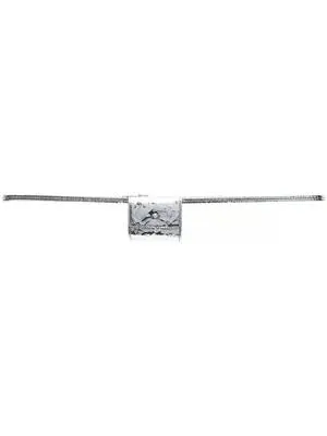 MAISON MARGIELA Broken Mirror Leather Airpods Case - Silver