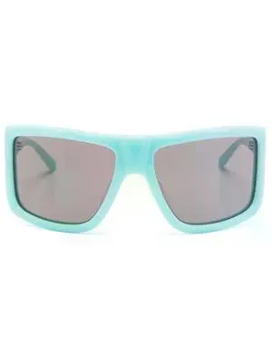 COURREGES Engraved-logo Square-frame Sunglasses - Blue