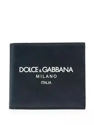 Dolce & Gabbana Embossed-logo Leather Wallet - Blue
