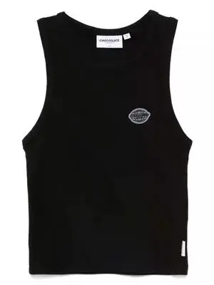 CHOCOOLATE Ribbed Crewneck Tank Top - Black