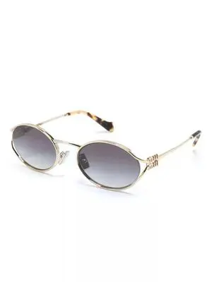 Miu Miu Oval Frame Sunglasses - Gold