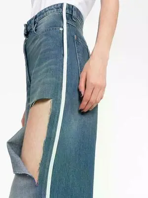 PETER DO Indigo Cotton Wide-leg Jeans With Ripped Detailing