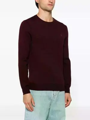 Polo Ralph Lauren Wool Knit Crew Neck Sweater With Embroidered Pony - Red