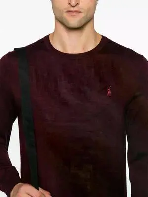 Polo Ralph Lauren Wool Knit Crew Neck Sweater With Embroidered Pony - Red