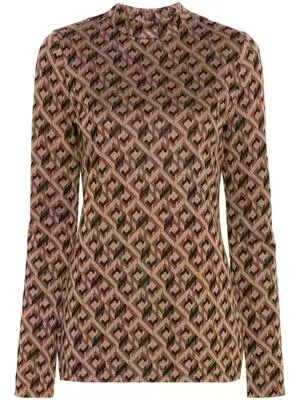 Diane Von Furstenberg Birdie Tarot Maze-print Top - Brown