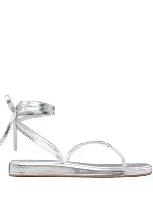 Tory Burch Metallic Strappy Flat Sandals - Silver