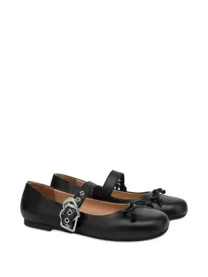 Moschino Leather Ballerina Shoes With Buckle Fastening