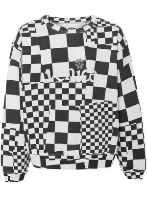ERL Logo-print Checked Sweatshirt - Black