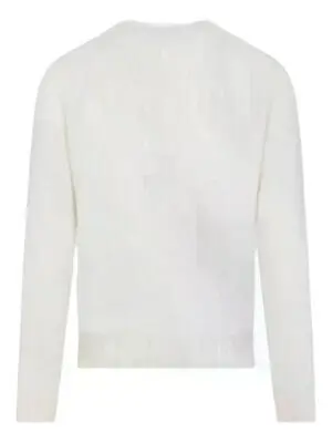 Ralph Lauren Purple Label Crew Neck Sweater With Embroidered Bear Detail - Neutrals