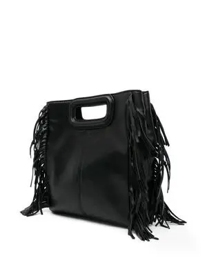 Maje M Fringed Leather Tote Bag - Black