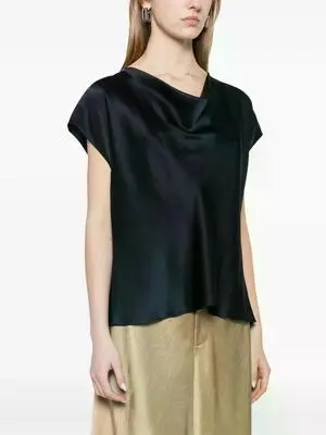 Vince Cowl Neck Silk Blouse - Blue