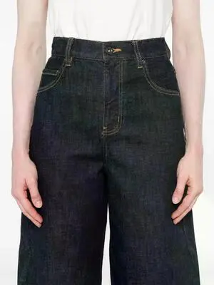 SELF-PORTRAIT High-waisted Wide-leg Denim Trousers
