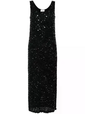 P.a.r.o.s.h Sequinned Sleeveless Midi Dress - Black