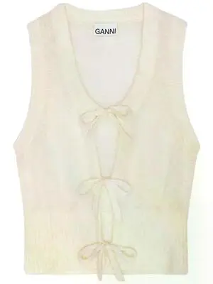 GANNI Tie Front Vest - Neutrals