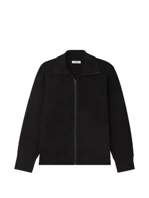 Sandro Zip-up Wool Blend High Neck Cardigan - Blue