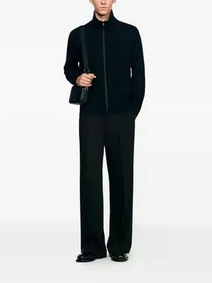 Sandro Zip-up Wool Blend High Neck Cardigan - Blue