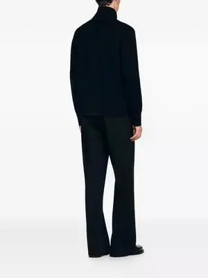 Sandro Zip-up Wool Blend High Neck Cardigan - Blue