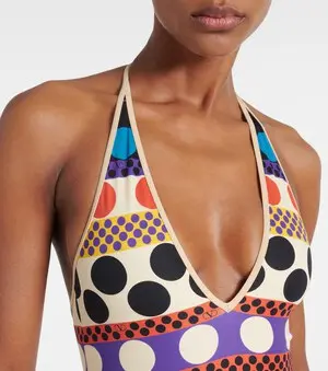 Valentino Garavani Belted Polka-dot Swimsuit - Multicoloured
