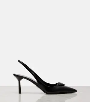Prada Leather Slingback Pumps - Black