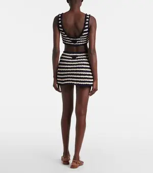 Prada Crochet Striped Cotton Miniskirt