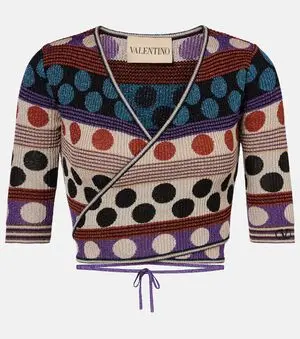 Valentino Garavani Polka-dot Jacquard Lame Wrap Top - Multicoloured