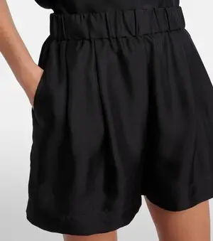 Asceno Zurich Silk Twill Shorts - Black