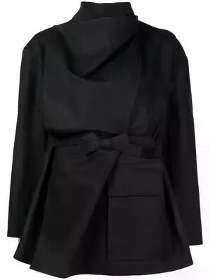 JNBY Asymmetrical Layered Tie-waist Jacket - Black