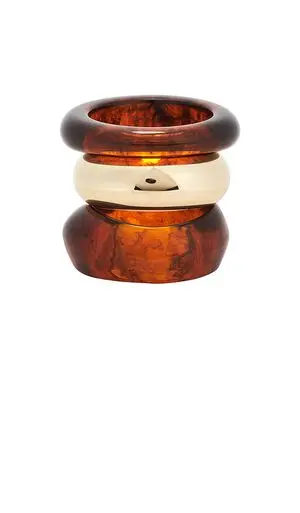 EPIFENE Acetate And Gold-tone Metal Bangles Set Of 3 - Brown