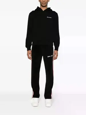 Palm Angels Logo-embroidered Knitted Hoodie - Black