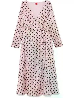 Hugo Wrap Midi Dress With Polka Dot Print