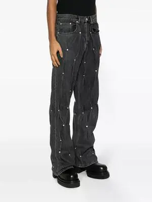 KUSIKOHC Multi-rivet Straight-leg Jeans - Black