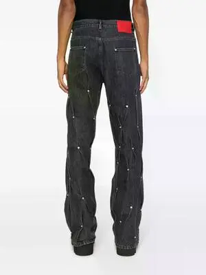 KUSIKOHC Multi-rivet Straight-leg Jeans - Black