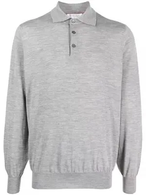Brunello Cucinelli Knitted Polo Shirt - Grey