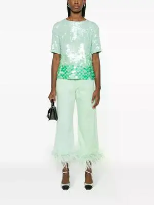 P.a.r.o.s.h Feather-trimmed Straight-leg Jeans